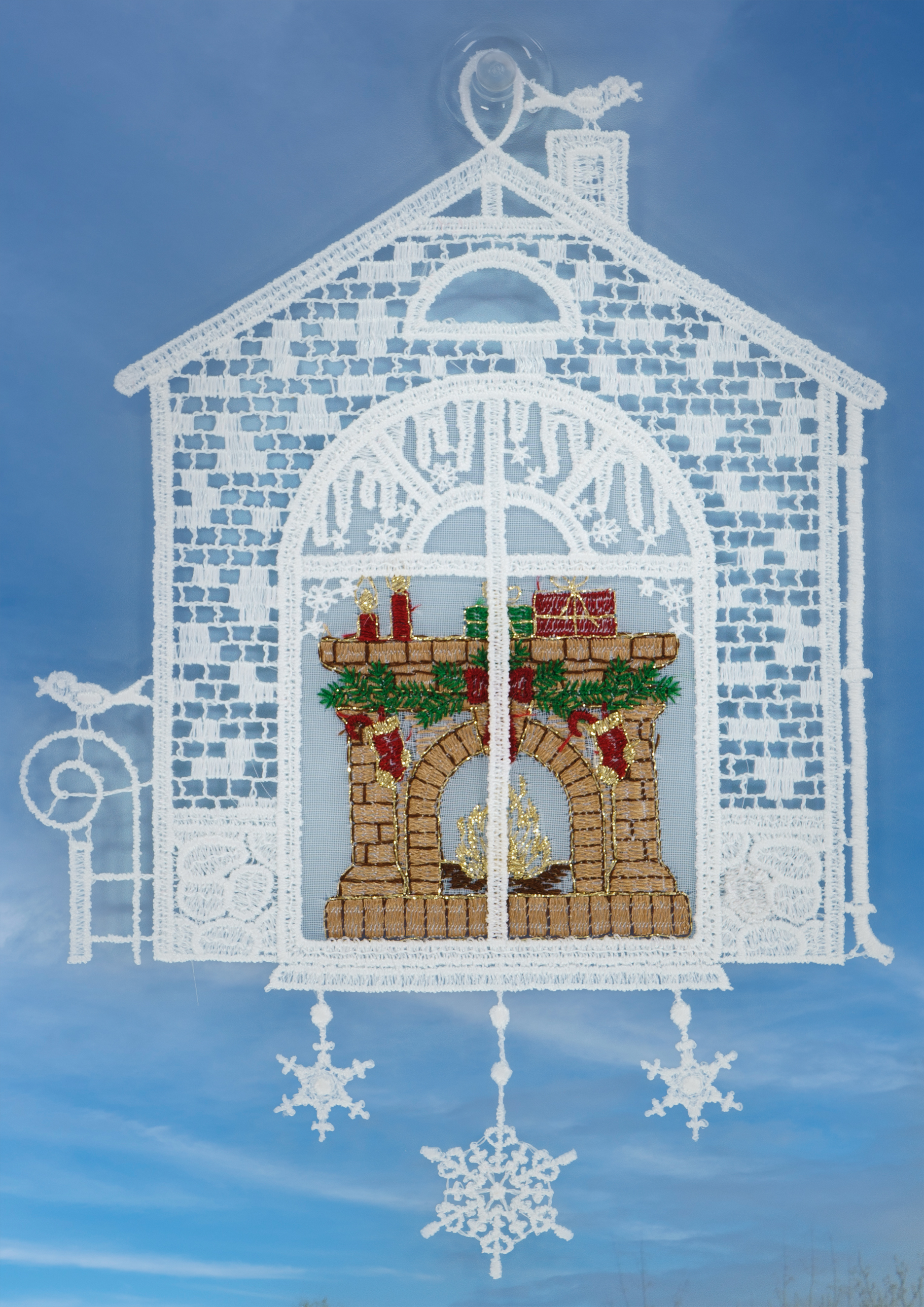 Plauener Spitze Fensterbild Weihnachten