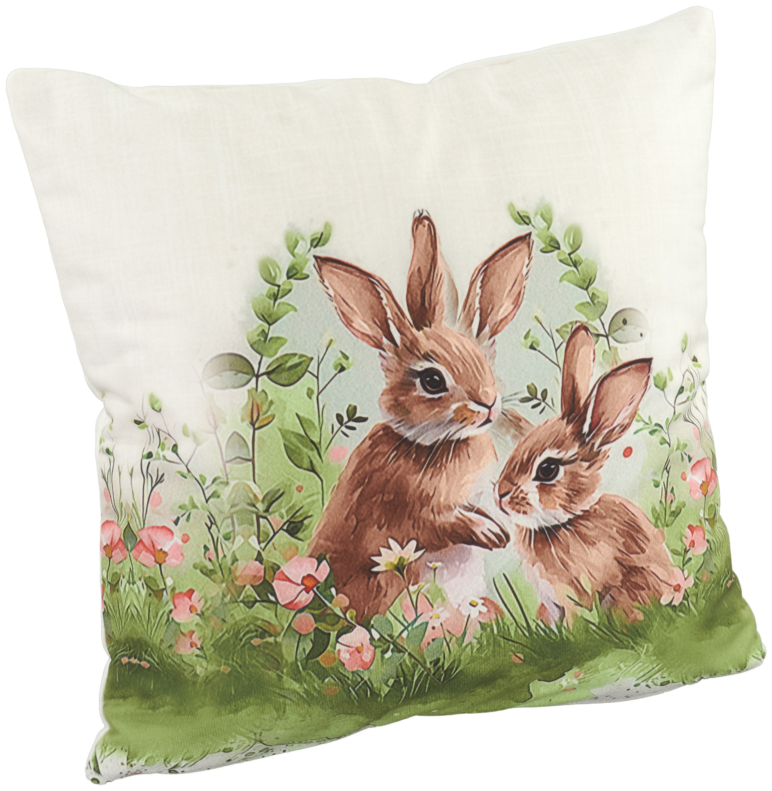 Kissenbezug Ostern 40x40 Grün Kissenhülle Osterhäschen Stoff Pflegeleicht