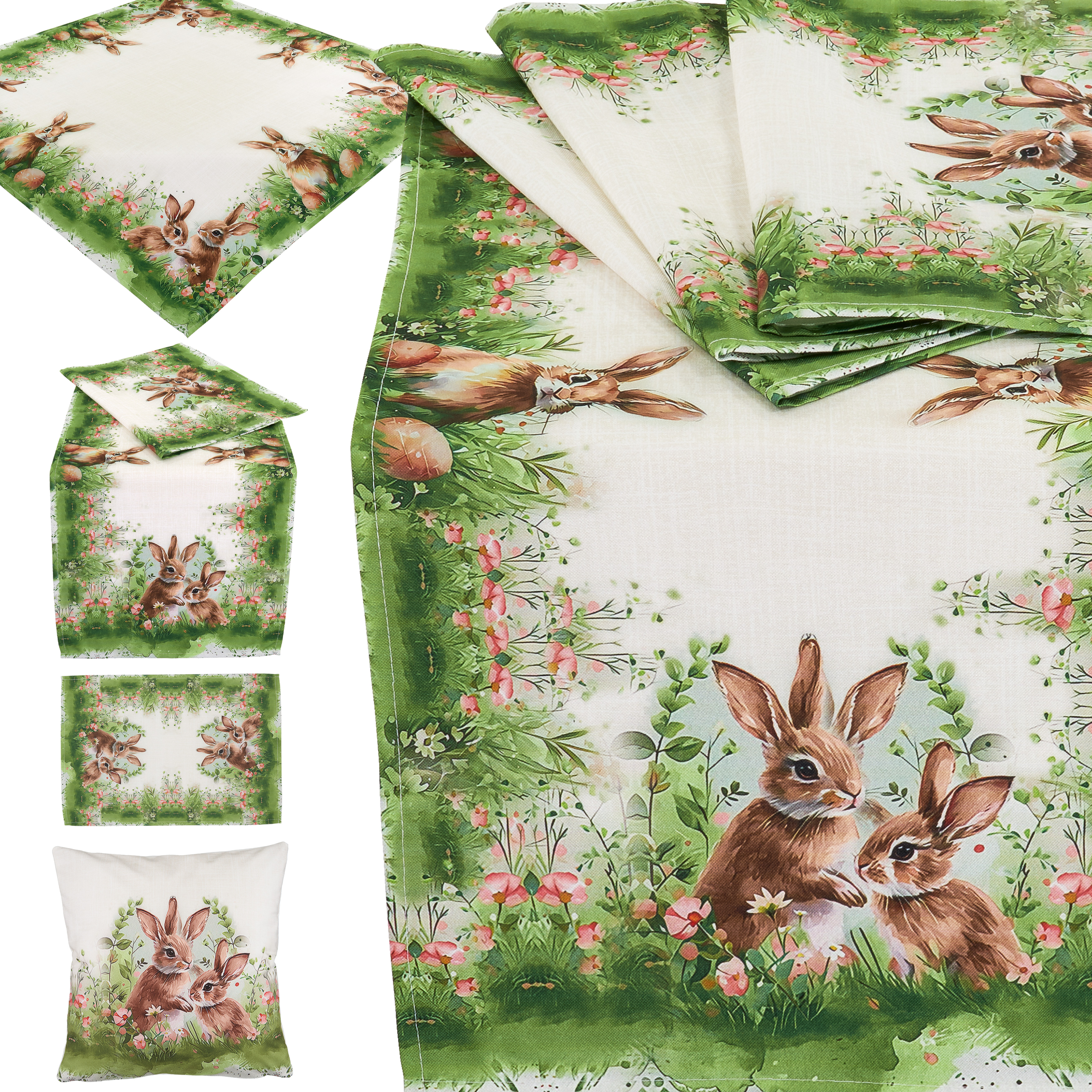 Kissenbezug Ostern 40x40 Grün Kissenhülle Osterhäschen Stoff Pflegeleicht