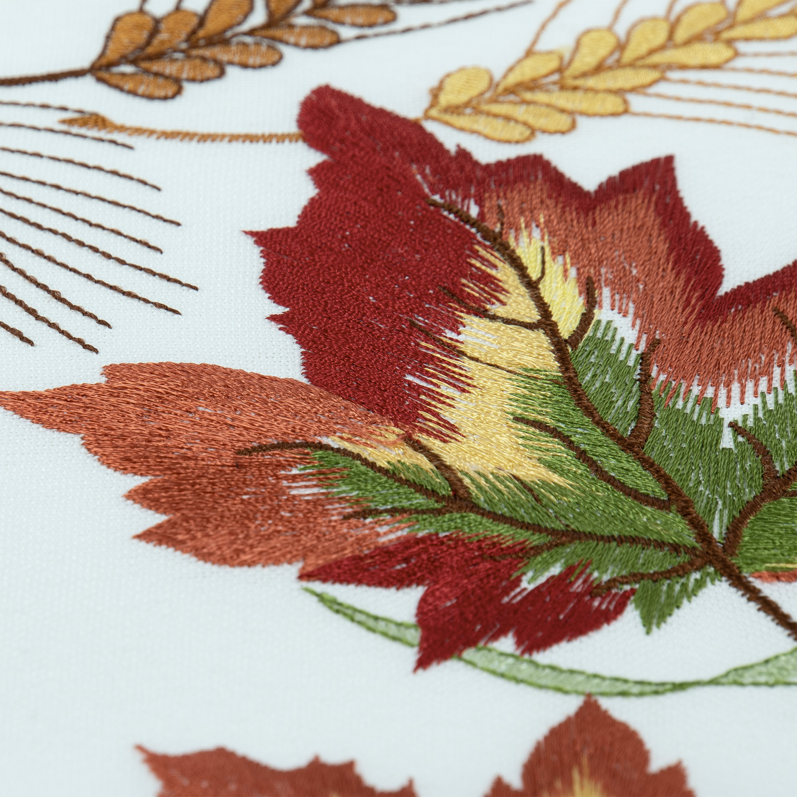 Tischdecke Herbst 85x85 Blätter Weiß Stickerei Mitteldecke ...