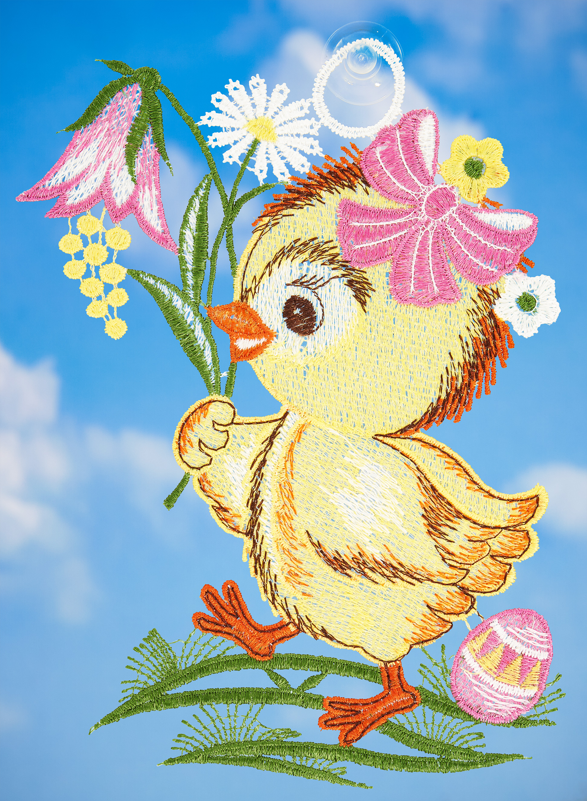 Fensterbild Ostern Plauener Spitze Fensterdekoration Küken Glockenblume ...