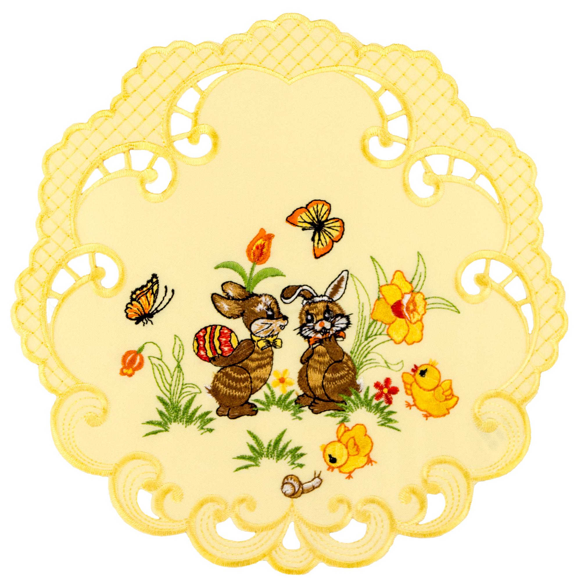 Tischdecke Ostern Rund 40 cm Osterdeckchen Gelb Deckchen ...